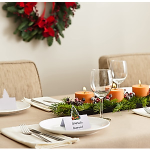 100 Pack Christmas Place Cards Holiday Seating Name Card Die Cut Xmas Tree Table Setting Folded Paper Tent Cards for Dinner Wedding Tables Placement Party Decorations 2" x 3.5"