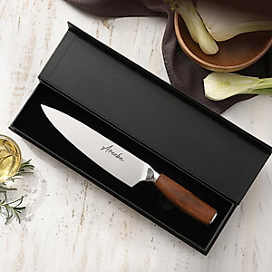 Areeba Chef Knife, Razor Sharp 8 Inch Kitchen Knife with Ebana Wood Handle High Carbon Stainless Steel Professional Cooking Chef's Knives with Gift Box