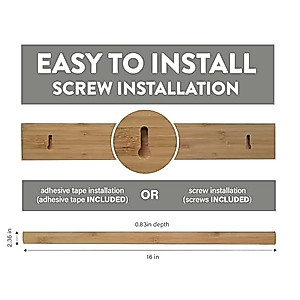 JN Home - Magnetic Knife Strip Bamboo 16 inch - multipurpose versatile hanging, no drill option, self adhesive, modern, clean