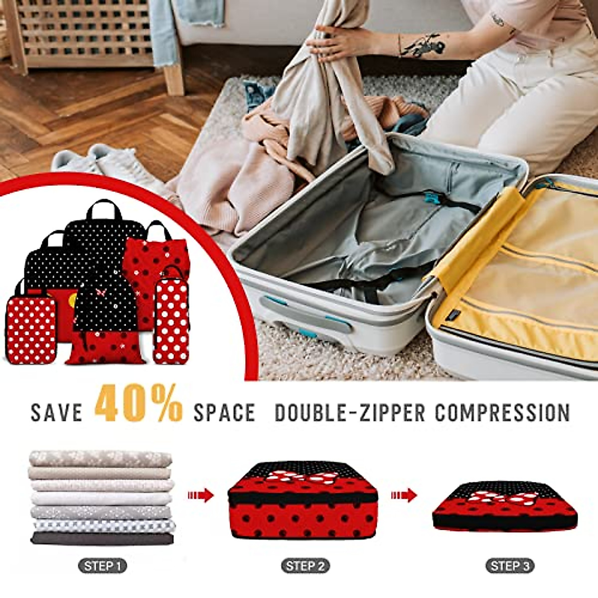 6 Set Compression Packing Cubes Compressed Storage Bags for Carry on Suitcases Packaging Luggage Bags Organizers for Travel