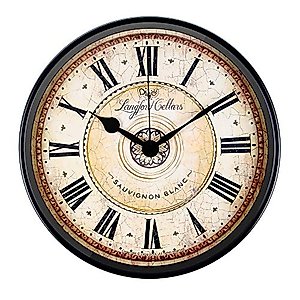 JUSTUP Wall Clock, 12 inch Metal Black Wall Clock European Style Retro Vintage Clock Non - Ticking Whisper Quiet Battery Operated with HD Glass Easy to Read for Indoor Decor (Black 12')