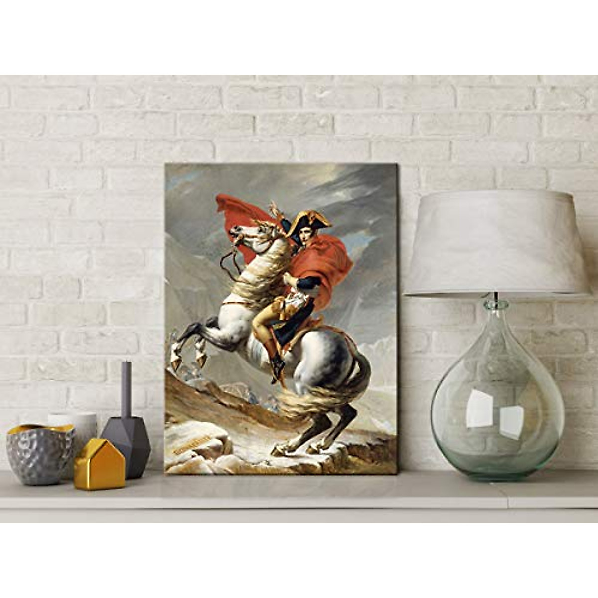 Wieco Art Napoleon Crossing The Alps of Jacques-Louis David Oil Paintings Reproduction Abstract HD Prints Wall Decor Classic Artwork for Home & Office Decoration