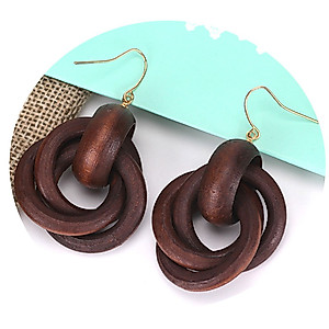 Wooden Earrings for Women Big Statement Circle Beautiful Hoop Earrings (Brown Tone)