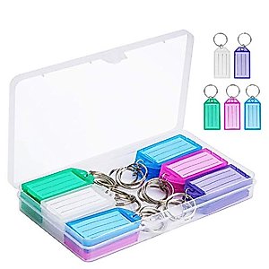 Cuttte 20 Pack Plastic Key Tags with Container, Key Labels with Ring and Label Window, 5 Colors