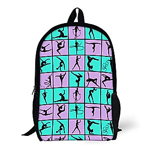 Gymnastics Lovers Backpack for Books Pencil Box Laptop - Adjustable Gymnast Print Backpack Travel Daypack Gift