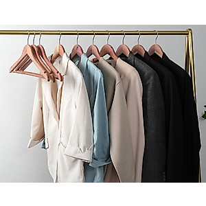 American Red Cedar Wooden Coat Suit Hangers, Wood Skirt Dress Hangers, Smooth Cut Notches- 360°Flexible Hook- Solid Non-Slip Bar 10 Pack-Natural - HL03N