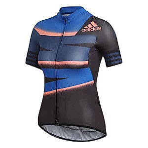 adidas Women's Adistar Jersey Short Sleeve Knitted Creator Graphic Tech Indigo/Solar Red Medium