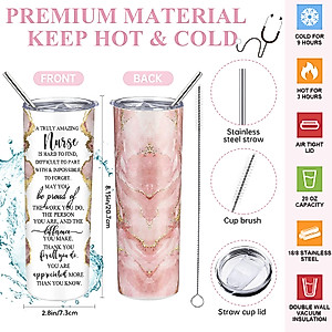 Domensi 6 Pcs Nurse Week Appreciation Gifts for Women Medical Nursing Assistant 20 oz Marble Sign Tumbler Makeup Bag Notepad with Ballpoint Pen for Graduation Nursing Student(Pink)