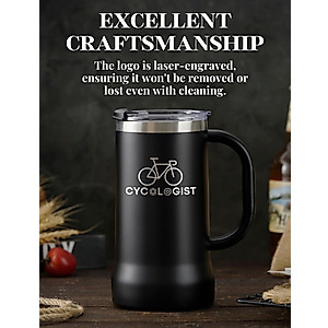 Onebttl Biker Cyclist Gifts for Men, Cycologist, Bicycle Enthusiasts, Roadbike MTB, Stainless Steel Beer Stein Tumbler, 24oz Beer Mug with Lid
