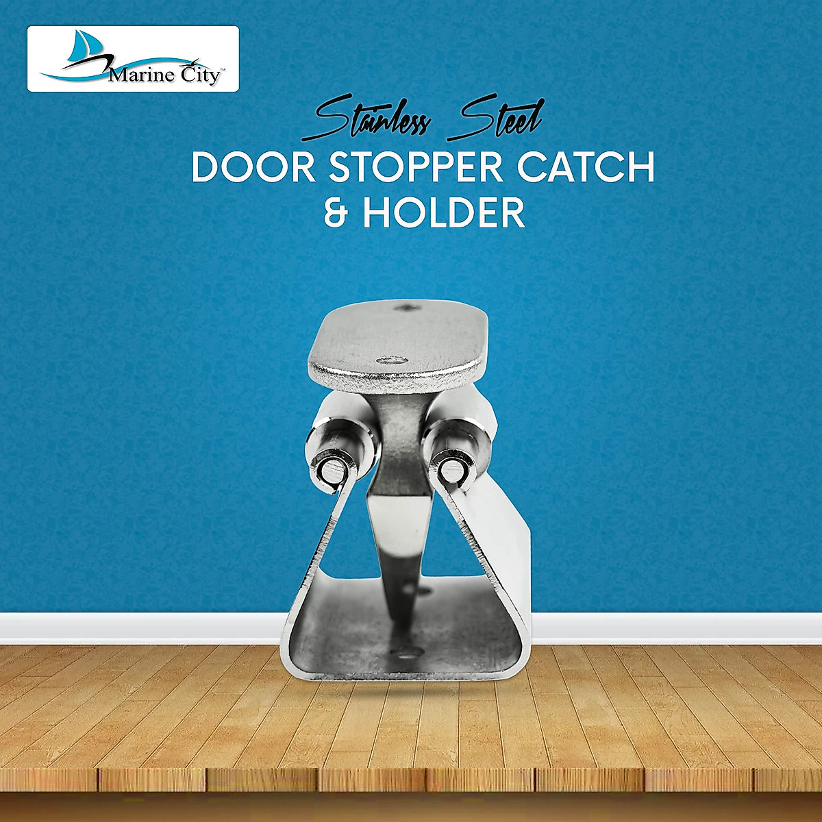 MARINE CITY Stainless Steel Gloss Polished Smooth Finish Strong Door Stopper Catch and Holder for Boats - RVs – Marines - Bedroom Doors - Home - Hardware Accessories (Height: 1-5/8 Inches) (1 Pcs)