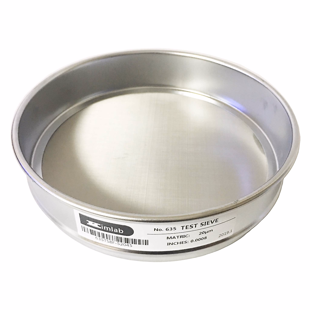 KimLab Economy Test Sieve #325 / 45μm Mesh Size,304 Stainless Steel Wire Cloth, 8" Diameter