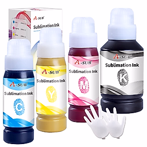A-SUB Sublimation Ink Refill for ET-2800 ET-2803 ET-2850 ET-2400 ET-2720 ET-2760 ET-4800 ET-4700 ET-4760 ET-15000 Heat Transfer on Mug, Tumbler, T-Shirt