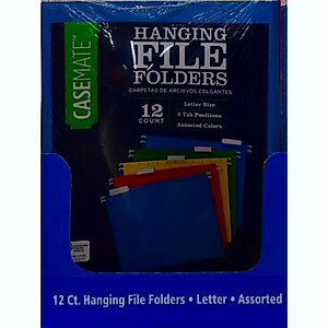 HANGIN FILE FOLDERS, LETTER SIZE, ASSORTEED, 12 PACK