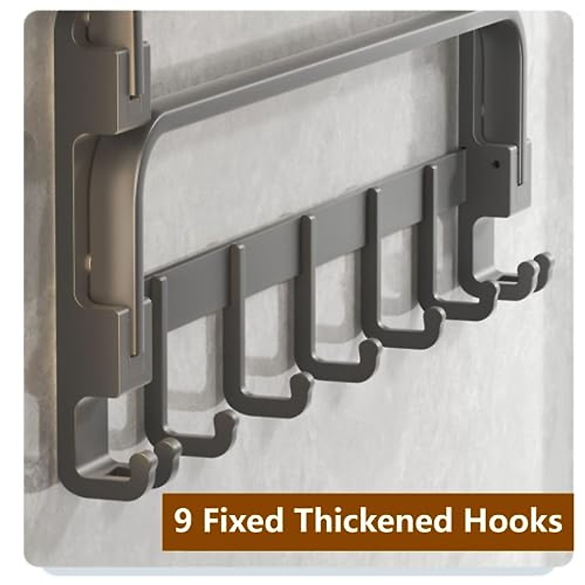 Noffeelink 24 Inch Towel Rack, Shower Towel Rack with Shelf, Towel Shelf for Bathroom, Bathroom Towel Rack with Hooks, Wall Mount Towel Rack No Drill and Screw Mounting (Black)