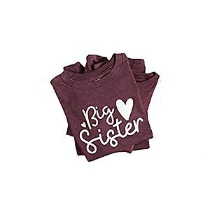 ELLA COLE COMPANY Big Sister Announcement T-Shirt for Toddler Girl- Luxury Cotton Blend Big Sister Shirt Maroon, 2T