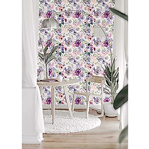 Luvdecor Floral Peel and Stick Wallpaper Removable Wallpaper Peel and Stick Boho Wallpaper for Bedroom Bathroom Renter Wallpaper Floral Contact Paper for Kitchen Cabinet Accent Wall 17.7 * 118in