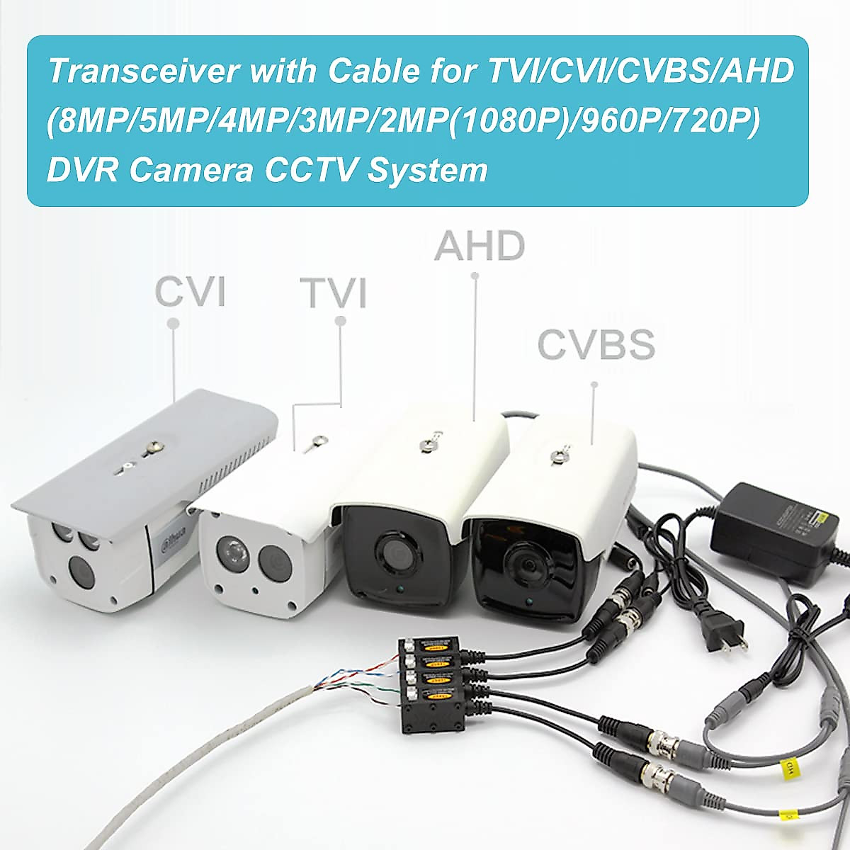 eoere 20 Pairs Passive HD BNC Video Balun Transceiver Transmitter AHD/TVI/CVI/CVBS Cable Connectors for 720P/960P/1080P/3MP/5MP/8MP CCTV Security Cameras