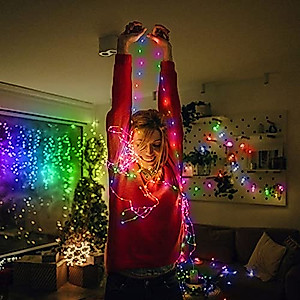 VOLIVO Led Curtain Lights for Bedroom Backdrop Window RGB Fairy Curtain String Lights USB Powered 8 Modes 20ft 9.8ft x 2 pcs Wedding Party Home Garden Outdoor Wall Decorations