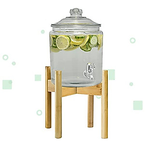 Drink Dispenser Stand - Beverage Glass Jar and Water Plastic Jug Holder - Adjustable up to10-inch Wide