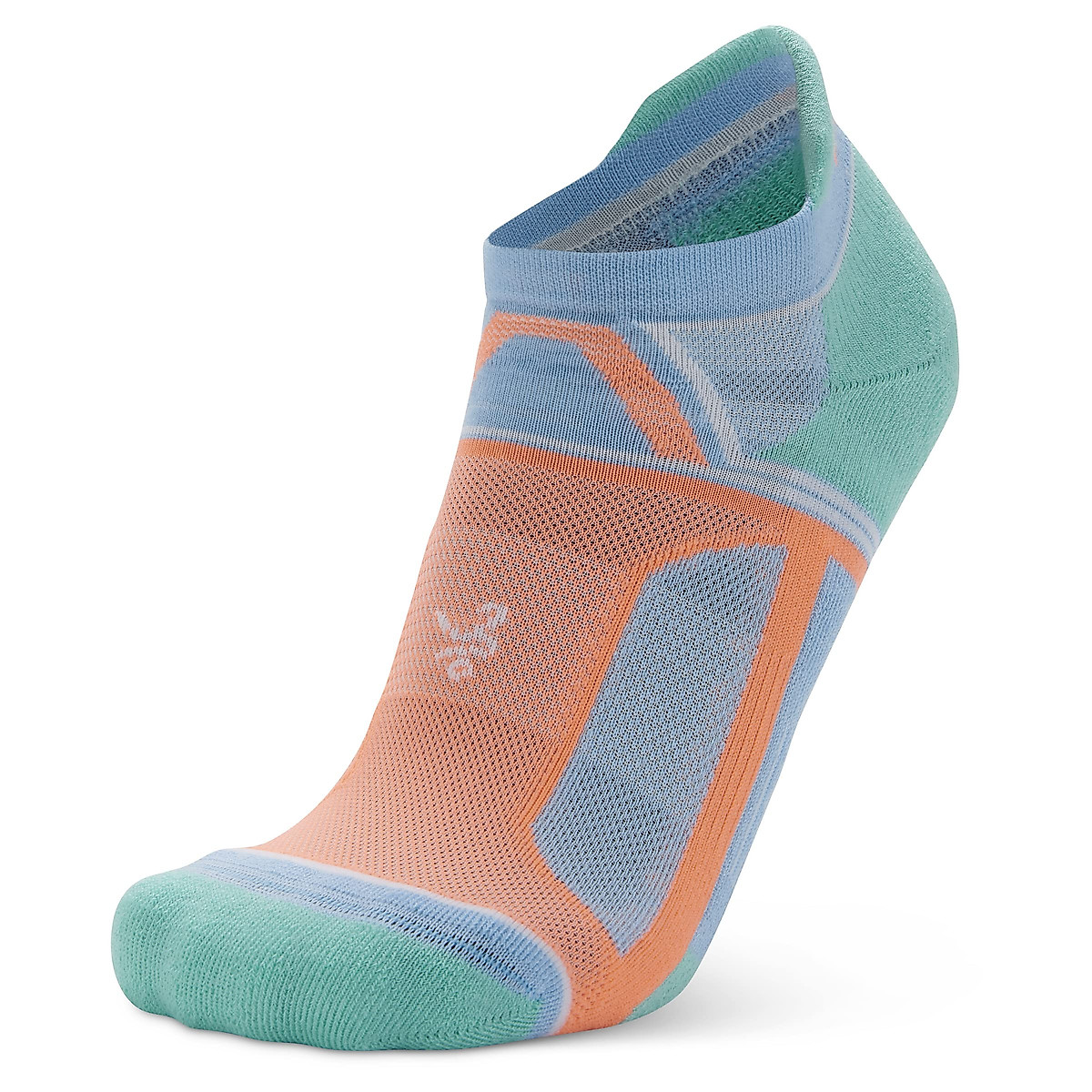 Balega Hidden Contour Upcycled Impact Resistance / Cushioning Performance No Show Athletic Running Socks for Men and Women (1 Pair) Aqua/Peach, Small