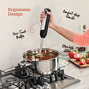 High Speed Immersion Blender, Electric Hand Blender 500 Watt with Turbo Mode, Detachable Base. Handheld Kitchen Gadget Blender Stick for Soup, Smoothie, Puree, Baby Food, 304 Stainless Steel Blades (Black)