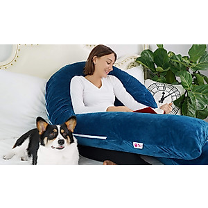 Meiz Pregnancy Pillow, Pregnancy Body Pillow, Pregnancy Pillows for Sleeping, 65" Maternity Body Pillow for Pregnant Women with Velvet Cover, Blue