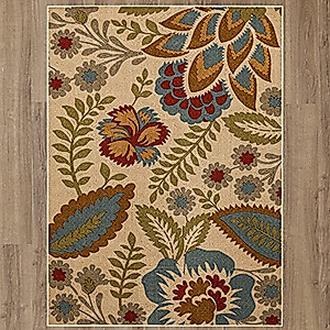 Mohawk Home Soho Crewel Floral Spice Printed Area Rug, 5'x7', Beige