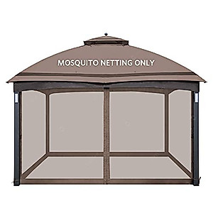 EasyLee Gazebo Universal Replacement Mosquito Netting 10x12, 4-Panel Screen Walls for Outdoor Patio with Zipper, Mosquito Net for Tent Only (Brown)