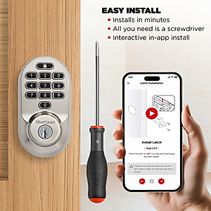 Kwikset 99380-001 Halo Wi-Fi Smart Lock Keyless Entry Electronic Keypad Deadbolt Featuring SmartKey Security, Satin Nickel