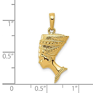 IceCarats 14K Yellow Gold Queen Nefertiti Necklace Egyptian Goddess Pendant African Charm 28mm x 14mm Only