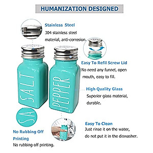 Farmhouse Salt And Pepper Shakers Set,Turquoise Salt Shakers For Kitchen,Glass Salt And Pepper Shakers Set,Cute Salt Shaker,Gift For Women,Modern Farmhouse Decor,Home Decor,Wedding Decor (TURQUOISE)