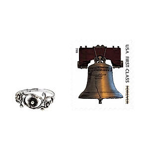 NOVICA Artisan Handmade Sterling Silver Flower Ring Floral Band from Thailand No Stone [crownbezel 0.3 in L x 0.7 in W Band Width 2 mm W] ' Lotus Rose'