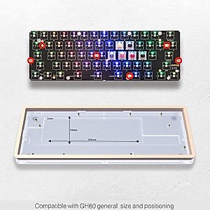 DRAOZA RGB Backlit 61-Key Hot Swap Mechanical Gaming Keyboard Kit, Programmable Triple Mode Bluetooth 5.0/USB-C Wired/2.4GHz Wireless Custom Keyboard (Translucent Base)