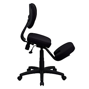 BizChair Mobile Ergonomic Kneeling Posture Task Office Chair in Black Fabric