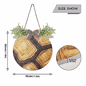 Turtle Shell Round Wood Sign Carapace Print Welcome Sign for Front Door Wreath Hanging Wall Decor Farmhouse Wooden Porch Signs Henger House Office Decoration Seasonal Holiday Gift