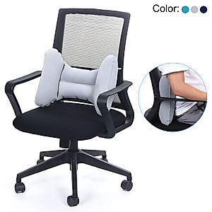 PATIKIL Inflatable Travel Pillow, Lumbar Support Travel Flights Cushion Flocked Air Pillow for Airplane Train Office, Navy Blue