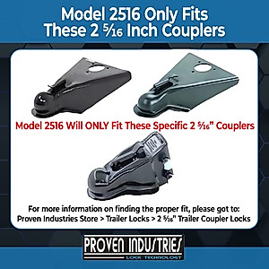 Proven Industries Model 2516 Trailer Lock, Fits 2 5/16-Inch Couplers, Secures Safety Chains, Made in The USA, (Blue)