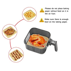 Air Fryer Parchment Paper Liners（11"×11"） Square 100Pcs Unbleached Compatible with XXXL Air Fryer,Perfect for 8.5QT/9.5QT/10QT Or Bigger Air Fryers (Brown)