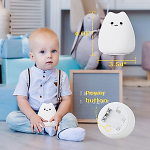 wokuya Cute Cat Night Light for Kids,Kawaii Silicone Nursery Kitty Night Light for Bedroom,7-Color Changing,Ideal Gifts for Toddler Children Teenage Girls Halloween Christmas