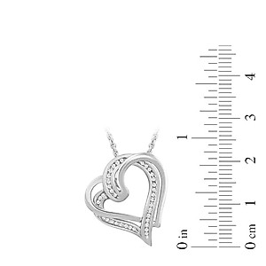 Amazon Collection women Sterling Silver Diamond Double Heart Pendant Necklace (1/10 cttw), 18"