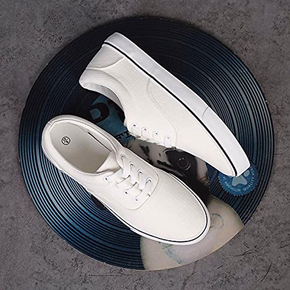 yageyan Mens Low Top Canvas Shoes Lace-up Fashion Canvas Sneakers Casual Shoes for Men Black and White(White,11)