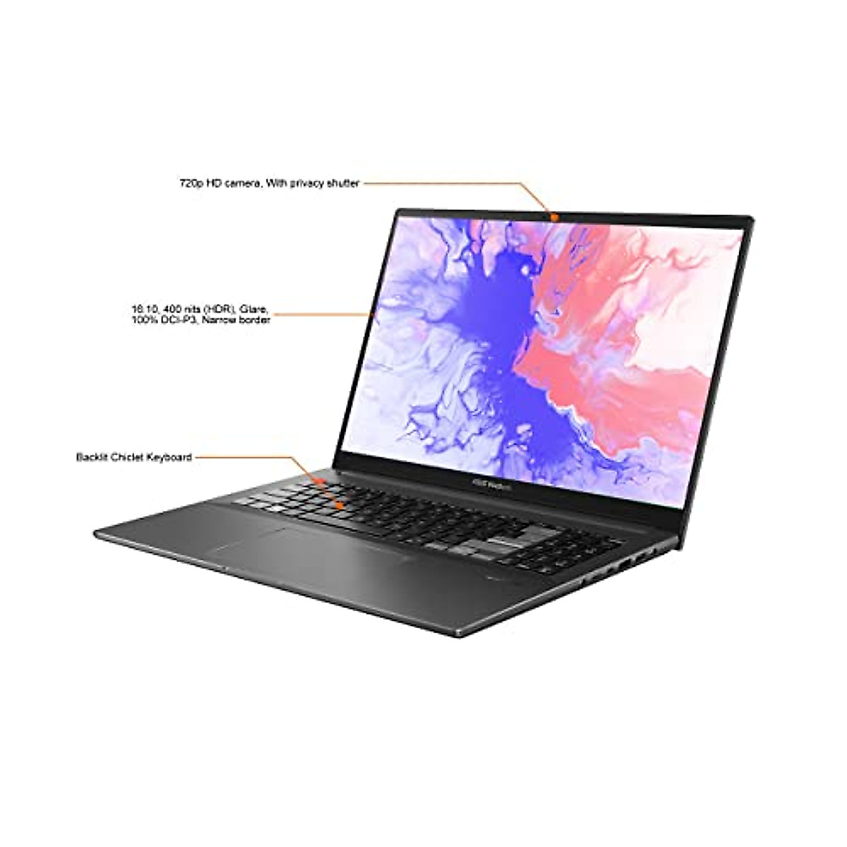 ASUS VivoBook Pro 16X 16 OLED 4K UHD WQUXGA (3840 x 2400) Slim Laptop Core i7-11370H NVIDIA GeForce RTX 3050 Backlit KB 100% DCI-P3 Pantone Win11 Pro w/HDMI (16GB RAM | 2TB SSD)