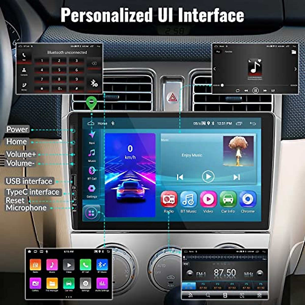 Double Din Car Stereo for Subaru Forester 2004 2005 2006 2007 2008 Android 11 9 Inch Touch Screen Car Radio 2G+32G with Carplay Android Auto Bluetooth FM GPS Navigation WiFi HiFi Backup Camera MIC