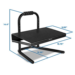 Mount-It! Height Adjustable Foot Rest for Standing and Sitting, Freestanding Under The Desk Footrest with Handle and Six Height Settings, Anti-Slip Padded Surface,Black