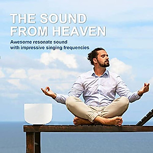 Lycrystal 11 Inch C Note Root Chakra Frosted Quartz Crystal Singing Bowl mallet & O-ring For Meditation and Sound Therapy.