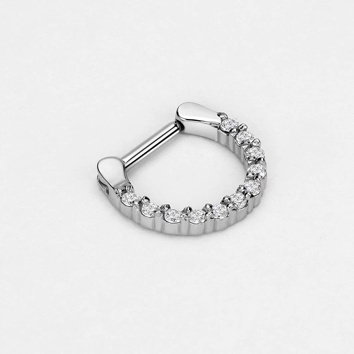 FANSING Surgical Steel Cubic Zirconia Set Septum Clicker Silver Septum Piercing Rings 16g Septum Jewelry Septum Ring Hoop