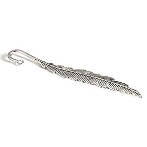 5 Silver Feather Bookmarks, Metal DIY Bookmark Blanks