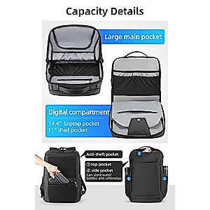 Backpack For Men Fit 15.6’’ Laptop Work Bookbags With Usb Charging Port,Flight Approved Carry On Backpack,Black
