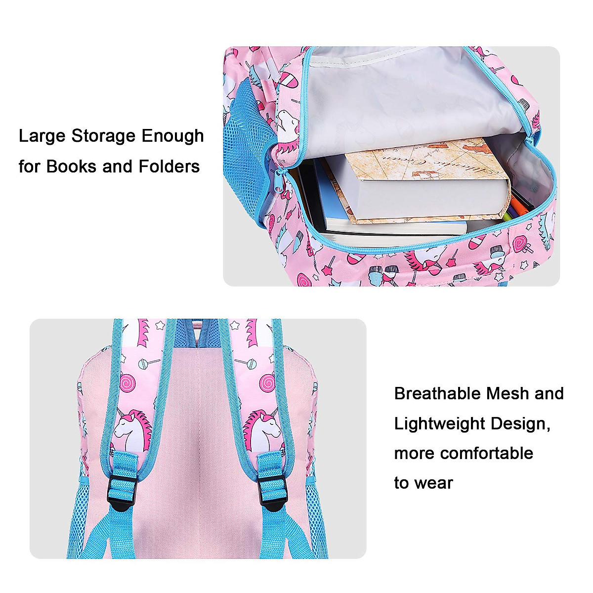 Backpack for Boys Girls, Toddler, Kids, Teen, School Bookbag For Elementary Kindergarten Student, Preschool Children (Unicorn)