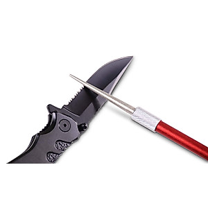 Fino Edge Retractable Diamond Sharpening Rod - Serrated Knife Sharpener - Ultra Portable, Mini Pocket Knife Sharpener - Multifunctional Knife Sharpening Rod for Outdoor Hunting Fishing (FE-RDSR)